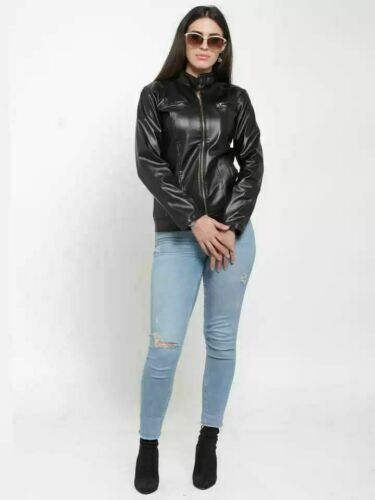 Sumya Pure Bomber Leather Jacket Women Black Winter Biker Sheepskin – Prime Leather Studio