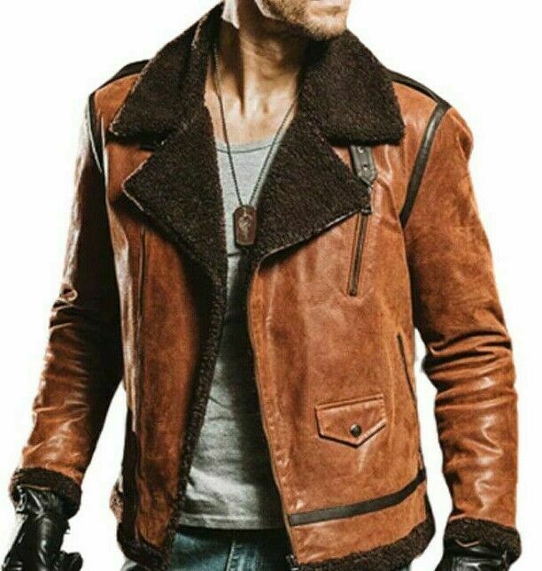 Kerb Motorcycle Men Fur Leather Jacket 100% Pure Original Leather Blac ...