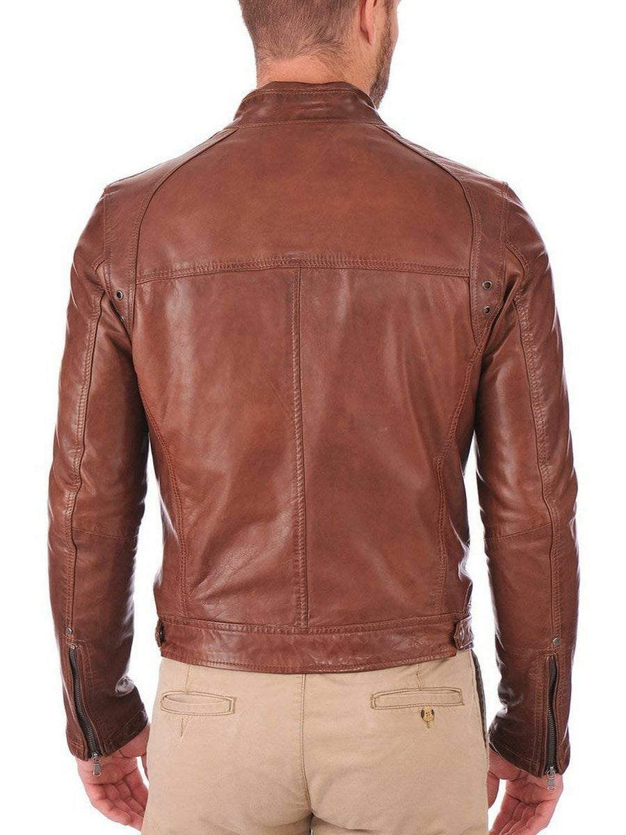 Men’s Brown Biker Pure Leather Jacket – Prime Leather Studio