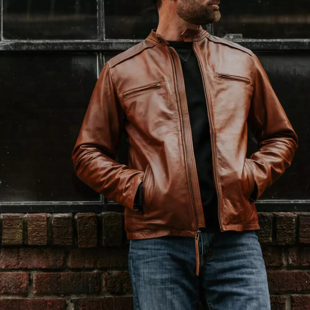 Anmdy Brown Motorcycle Leather Jacket Men 100% Pure Luxury – Prime ...